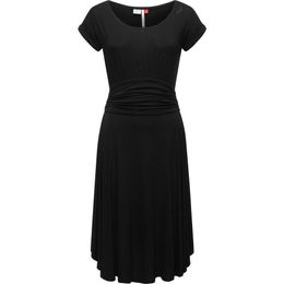 Ragwear Sommerkleid Yvone Solid leichtes Jersey-Kleid mit Taillengürtel, schwarz