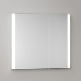 KEUCO Royal Atlas LED Spiegelschrank 80 x 71 x 11,5 cm mit 2 Türen, asymmetrisch, Spiegelheizung, Un 211201450083