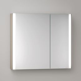 KEUCO Royal Atlas LED Spiegelschrank 80 x 71 x 12,7 cm mit 2 Türen, asymmetrisch, Spiegelheizung, Au 211201450023