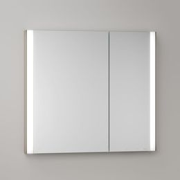 KEUCO Royal Atlas LED Spiegelschrank 80 x 71 x 11,5 cm mit 2 Türen, asymmetrisch, Spiegelheizung, Un 211201450079