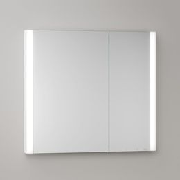 KEUCO Royal Atlas LED Spiegelschrank 80 x 71 x 11,5 cm mit 2 Türen, asymmetrisch, Spiegelheizung, Un 211201450087