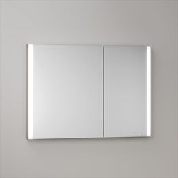 KEUCO Royal Atlas LED Spiegelschrank 100 x 71 x 11,5 cm mit 2 Türen, asymmetrisch, Spiegelheizung, U 211201450095