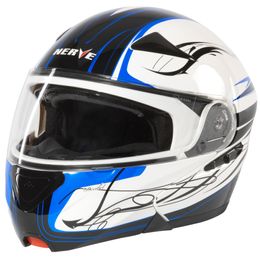 Nerf Motorradhelm NERVE "NH5008" Helme Gr. L Kopfumfang: 59 cm - 60 cm, schwarz (weiß, blau, schwarz) Motorradhelme