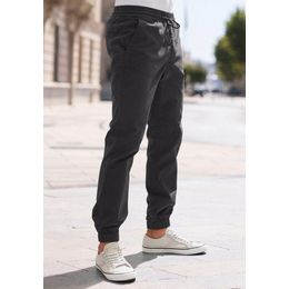 John Devin Stretch-Hose Jogg Pants mit normaler Leibhöhe aus elastischer Baumwoll-Qualität, schwarz