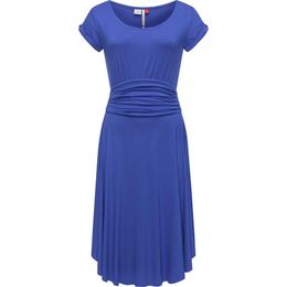 Ragwear Sommerkleid Yvone Solid leichtes Jersey-Kleid mit Taillengürtel, blau|grau