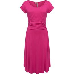 Ragwear Sommerkleid Yvone Solid leichtes Jersey-Kleid mit Taillengürtel, rot