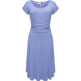 Ragwear Sommerkleid Yvone Solid leichtes Jersey-Kleid mit Taillengürtel, blau