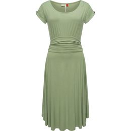 Ragwear Sommerkleid Yvone Solid leichtes Jersey-Kleid mit Taillengürtel, grün