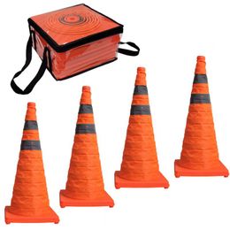 baumarktplus - 4x Pylon faltbar 70 cm Leitkegel Warnkegel Verkehrskegel Sicherheitskegel reflektierend