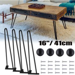 Dayplus - 4x Hairpin Legs Hairpins Tischbeine Esstisch 16 mit Bodenschoner und Schrauben