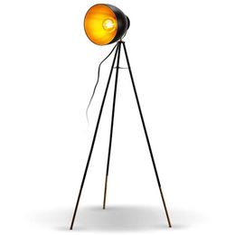 B.K.LICHT Stehleuchte Retro Design Stehlampe Vintage Standleuchte Metall schwarz gold E27 - 10