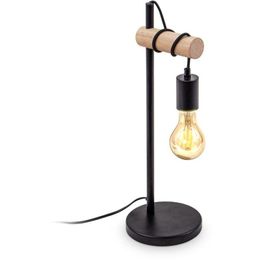 B.K.LICHT Led Tischlampe Retro Holz Metall Schwarz Vintage Nachttisch-Leuchte exkl. 1x E27 - 10