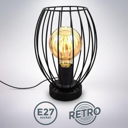 B.K.LICHT Tischleuchte schwarz Metall Draht Industrie Nachttischlampe Retro Vintage E27 - 10
