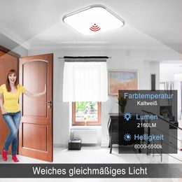 24W led Deckenleuchte Kaltweiß Radar Sensor mit Bewegungsmelder - Moderne Deckenlampe Ultraslim led Panel Küche Wohnzimmer Schlafzimmer Wandlampe