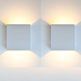 Lycxames - 7 w LED-Innenwandleuchte, 2 Stück, weiße Wandleuchte, Warmweiß 3000 k, modern, für Schlafzimmer, Wohnzimmer, Treppenhaus, Flur, Badezimmer