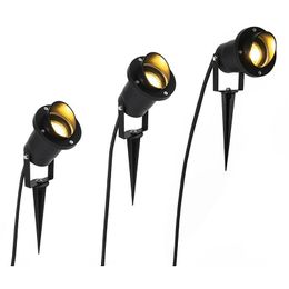 Qazqa 3er Set Pin Spots schwarz inkl. Kabel und Stecker IP65 - Fertig