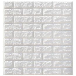 5PCS 3D Wandaufkleber Aufkleber - diy Brick Foam Wasserdichte Tapete - 70x77CM - Weiß Fantablau