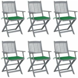 MAISONCHIC Klappbare 6 Stk.Gartenstühle Relax-Sessel,Gartenmöbel mit Sitzkissen Massivholz Akazie -54422