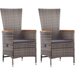 MAISONCHIC 2 Stk.Gartenstühle Relax-Sessel,Gartenmöbel mit Auflagen Poly Rattan Grau -91210