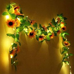 Lichterkette, künstliche Pflanzen, Rosen, LED-Lichterkette, grünes Blatt, Efeu, hängende Garten- und Hofbeleuchtung, 2 m, 20 LEDs (1 Stück) - Lycxames