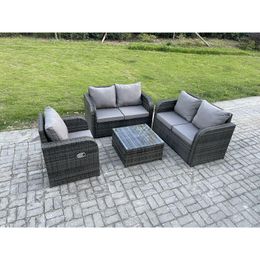 Fimous - 4-teilige Gartenmöbel-Sets 5-Sitzer-Terrassenmöbel-Set, das Wicker Rattan-Sofa-Stuhl und Tisch mit Kissen webt