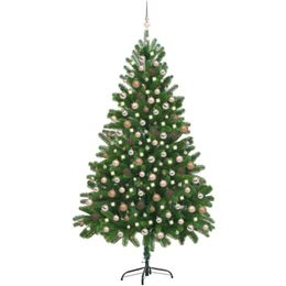 Bonnevie - Künstlicher Weihnachtsbaum,Kunstbaum mit LEDs & Kugeln 210 cm Grün vidaXL
