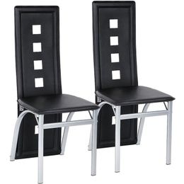 Haloyo 2er-Set Esszimmerstühle, Küchenstuhl mit PU-Sitz und Rückenlehne, Metallbeine, Schwarz