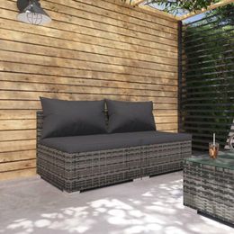 MAISONCHIC - 2-tlg. Garten-Lounge-Set Gartenmöbel-Set Terrassen-Sitzgruppe mit Kissen Poly Rattan Grau ZDEH60973
