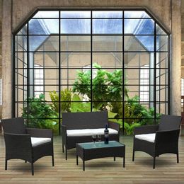 Gartenmöbel Lounge erweiterbares Sitzgruppe Garnitur Lounge Sessel Schwarz Sofa braun - braun