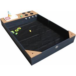 Kelly Sandkasten aus Holz mit Sitzecken & Spielküche inklusive Spüle Sandbox für Kinder in Anthrazit & Braun 180 x 115 cm - Grau - AXI