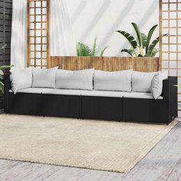 MAISONCHIC - 4-tlg. Garten-Lounge-Set Gartenmöbel Set Sitzgruppe Essgruppe mit Kissen Schwarz Poly Rattan DE69623