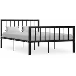 MAISONCHIC Bettgestell Doppelbett Bett für Schlafzimmer Schwarz Metall 120x200 cm DE17867