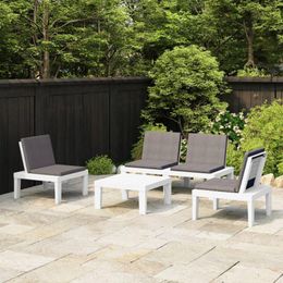 Bonnevie - 4-tlg. Garten-Lounge-Set,Gartenmöbel-Set mit Kissen Kunststoff Weiß vidaXL