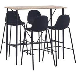 Bonnevie - 5-tlg. Bar-Set,Bartisch-Set Stoff Schwarz vidaXL