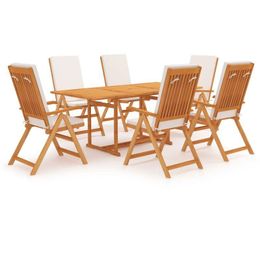 MAISONCHIC 7-tlg. Gartenmöbel Set Sitzgruppe Essgruppe mit Kissen Massivholz Teak DE41378