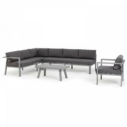 6-Sitzer-Gartenlounge mit Ecksofa, Sessel und Couchtisch Grau - Grau