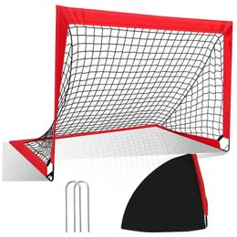 Fußballtor Faltbares Tragbares Fußballnetz Mini Fußball Tor für Kinder 120 x 90 x 90 cm - Rot - Tolletour