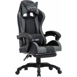 Gaming-Stuhl,Bürostuhl Computerstuhl Ergonomisch,Gaming Chair mit Fußstütze Grau und Schwarz Kunstleder -DE93782 - Grau