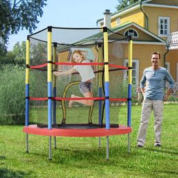 Trampolin für Kinder, Minitrampolin für drinnen und draußen, (hb): 164x140 cm, rot/gelb/blau