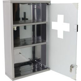 Medizinschrank aus Edelstahl Arzneischrank Hausapotheke mit Glas Tür, 3 Fächer für zu Hause, 30x12x50cm - Aufun