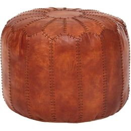 Sitzhocker Echtleder Braun 52 x 40 x 52 cm Ottomane Wohnzimmer, Design Pouf Hocker Orientalisch, Polsterhocker Orient Beinablage Sofa - FineBuy