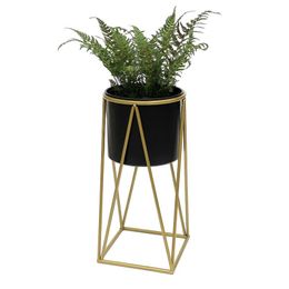 Blumenhocker mit Topf Metall Gold Schwarz s 47 cm Blumenständer 96046 Blumensäule Modern Pflanzenständer Pflanzenhocker - DanDiBo