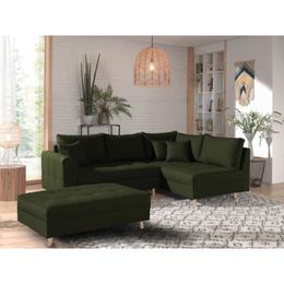 Rune – ecksofa – mit hocker – 4-sitzer – skandinavischer stil – rechts - grün