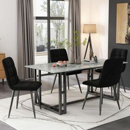 Esszimmerstuhl (4 St), Schwarz,4er-Set Polsterstuhl Design Stuhl mit Rückenlehne,Sitzfläche aus Samt Gestell aus Metall Okwish Schwarzer Samt (Set, 4