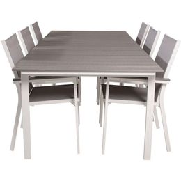ebuy24 - Levels Gartenset Tisch 100x229/310cm und 6 Stühle Parma weiß, grau.