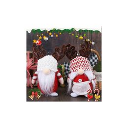 2 Stück Weihnachtszwerg Weihnachtsschmuck Schwedische handgemachte Plüsch-Weihnachtsmann-Puppe gesichtslos mit Geweih Santa Tomte Skandinavische