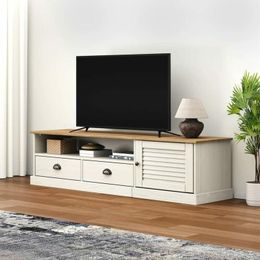 TV-Schrank TV-Lowboard Fernsehschrank vigo Weiß 156x40x40 cm Massivholz Kiefer BRYJ300430 MAISONCHIC