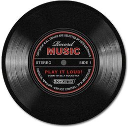 Musik - Record Music Teppich groß Schallplatte schwarz, 100 % Polyamid, mit Latexrückseite.