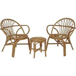 Chillvert - Gartenmöbel Stühle und Beistelltische für Garten/Terrasse 2 Personen Parma 66x64x80 cm Naturrattan