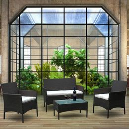 VINGO Gartenmöbel Lounge erweiterbares Sitzgruppe Garnitur Lounge Sessel Schwarz Sofa braun - braun